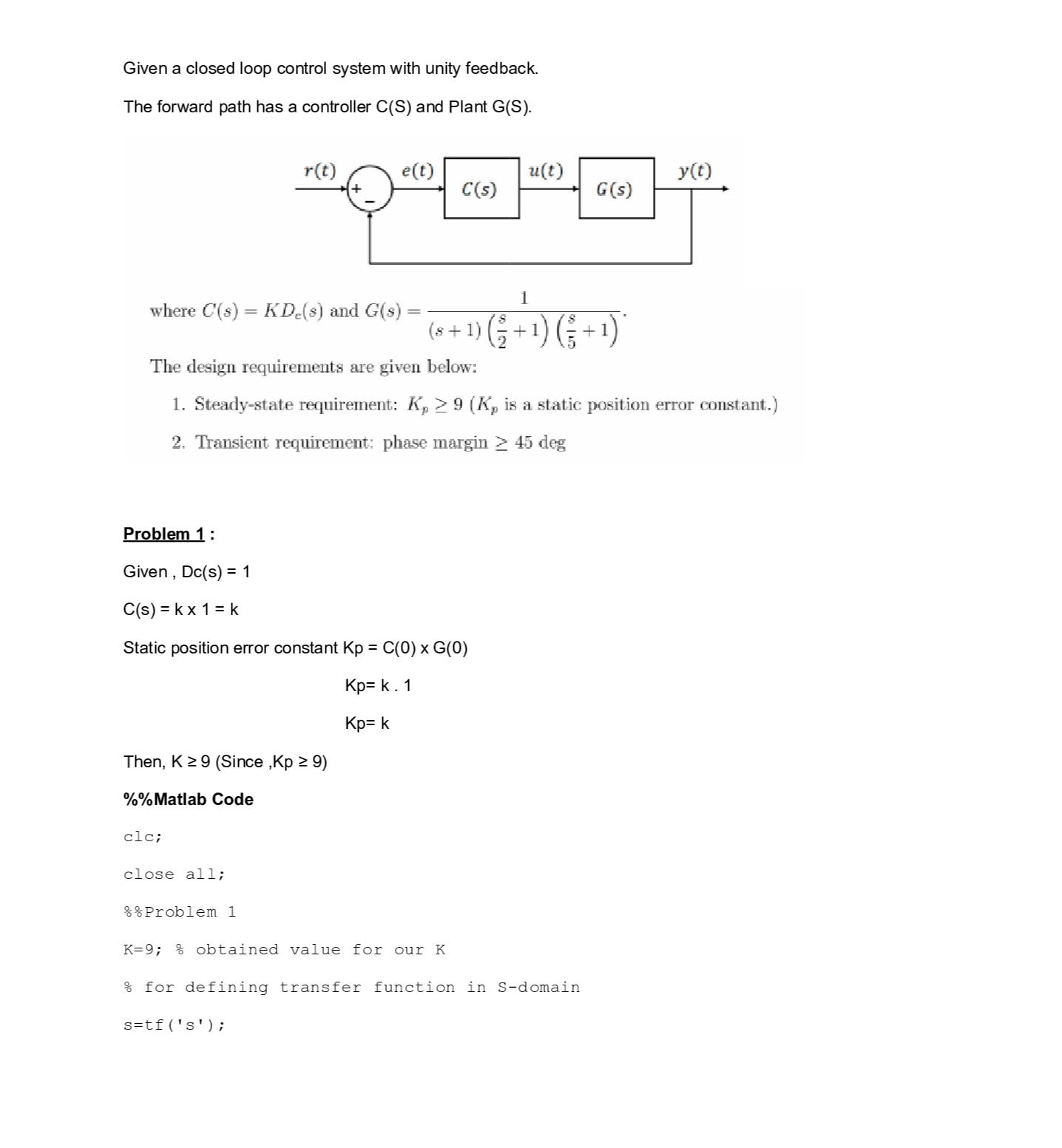 Solved Consider The Closed Loop Control System Shown Below Tutorbin 