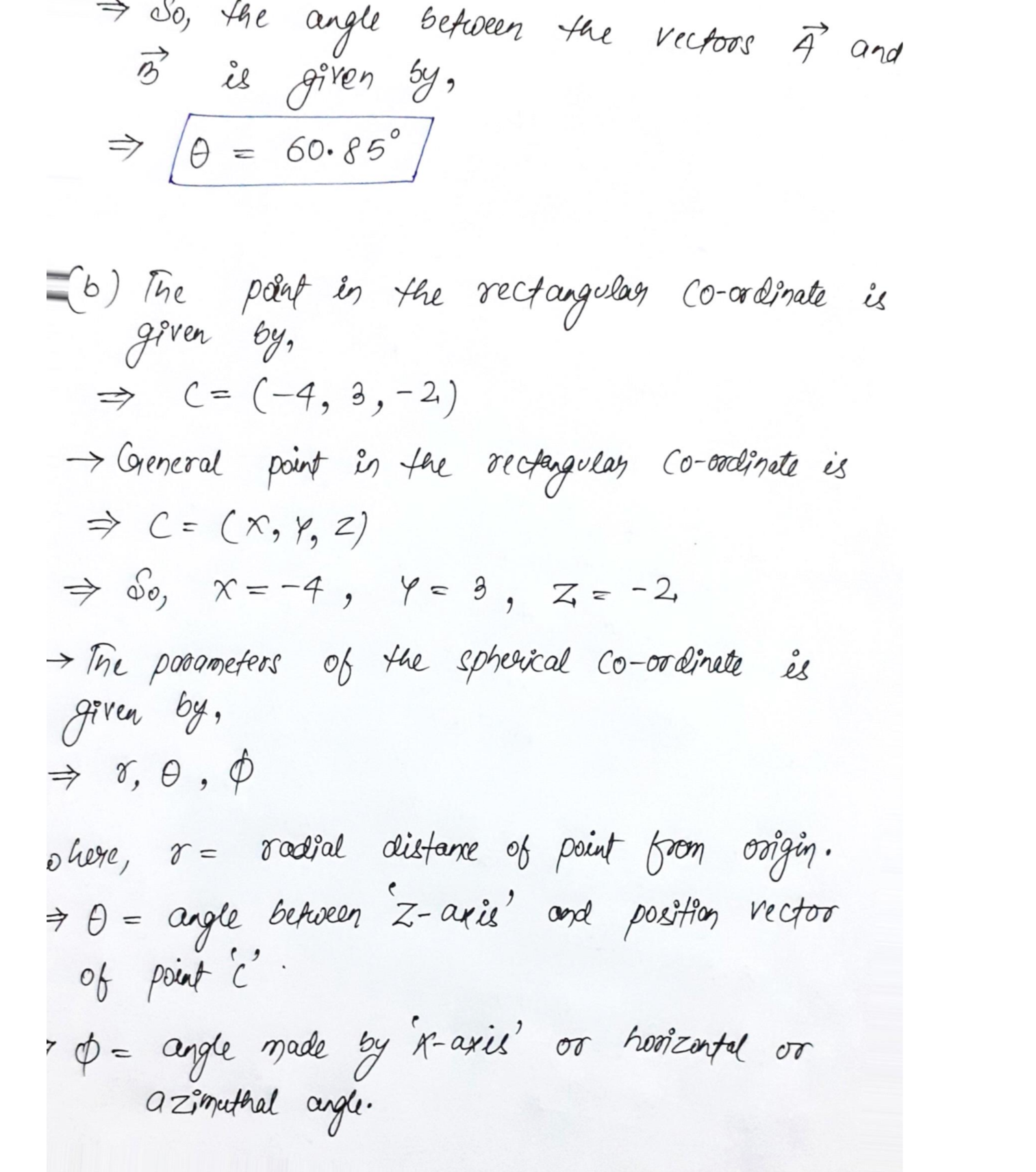 Solved: a) Given the two vectors A = 3ax – 2ay – 4az and B = 4ax + 2ay ...