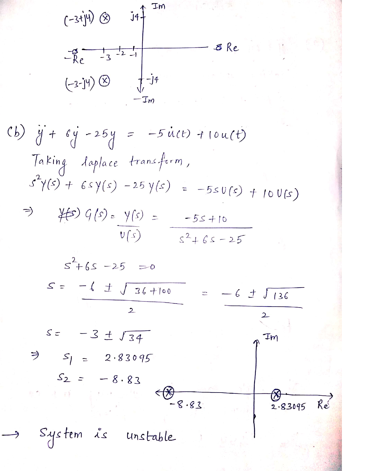 Solved: Calculate the transfer function G(s) = Y(s)/U (s) - TutorBin